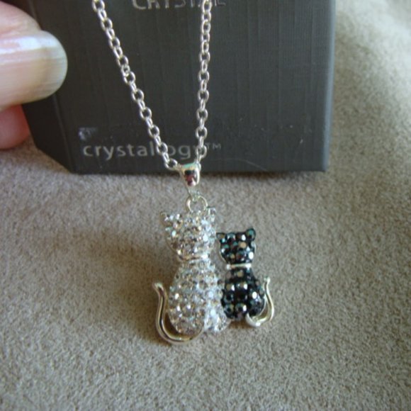 Crystalogy | Jewelry | Silver Plated Crystal Cats Necklace | Poshmark